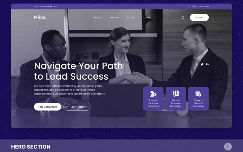 ProBiz – Business Consultant Hero Section Figma Template