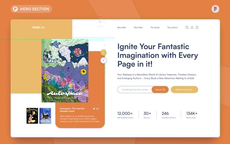 Bookish - Book Store Hero Section Figma Template