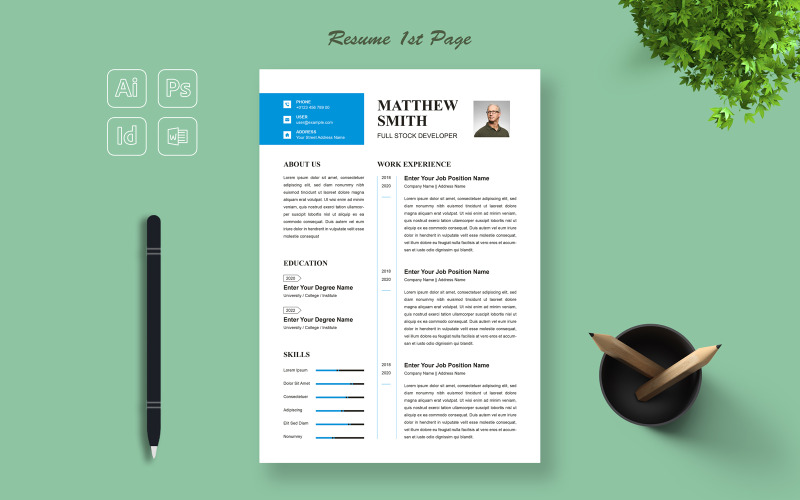 Creative Resume Layout with Cover Letter - TemplateMonster