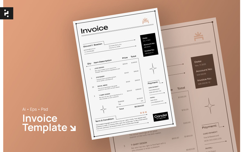 Modern Minimal Invoice Template #345121 - TemplateMonster