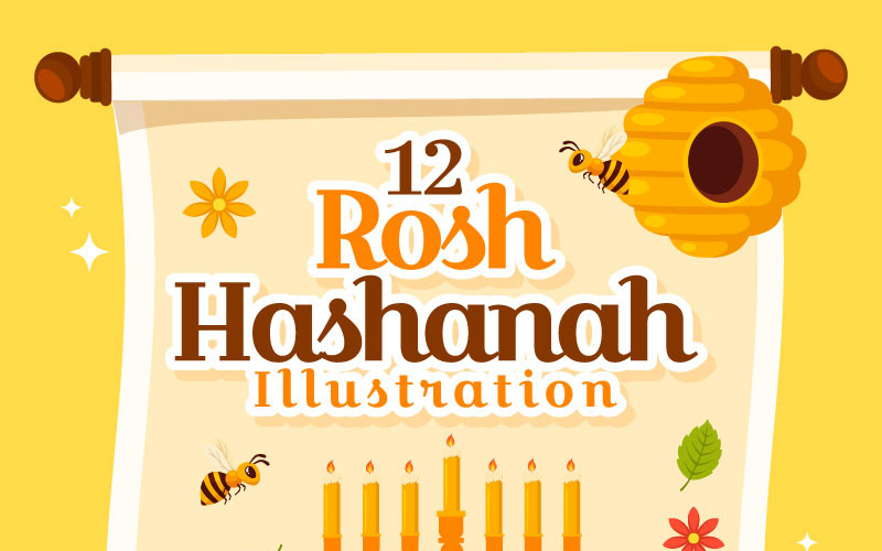 12 Happy Rosh Hashanah Vector Illustration - TemplateMonster