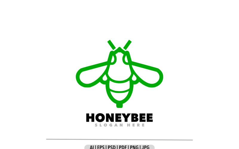 Abeja línea arte verde simple logo #345482 - TemplateMonster