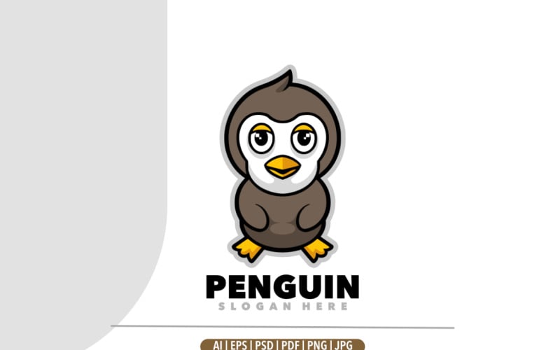 Penguin mascot cartoon logo design simple - TemplateMonster