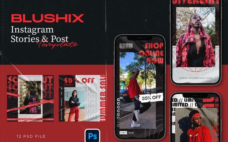 Hype Instagram Template - Blushix #346090 - TemplateMonster