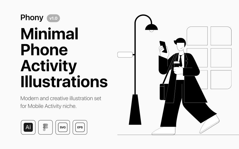 Phony - Illustration minimaliste d'activité de téléphone portable et d ...