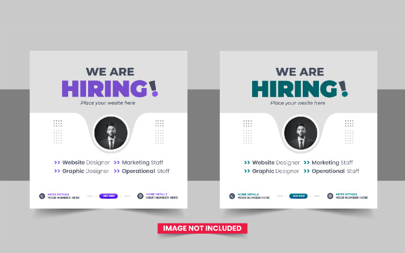 Nous embauchons Job Vacancy Social Media Post template design Layout vector