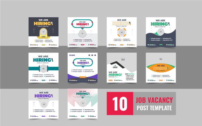 We Are Hiring Job Vacancy Social Media Post template design Bundle