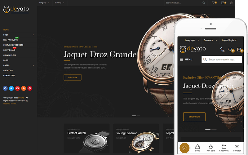 Devato - Tema WooCommerce de WordPress para tienda de relojes