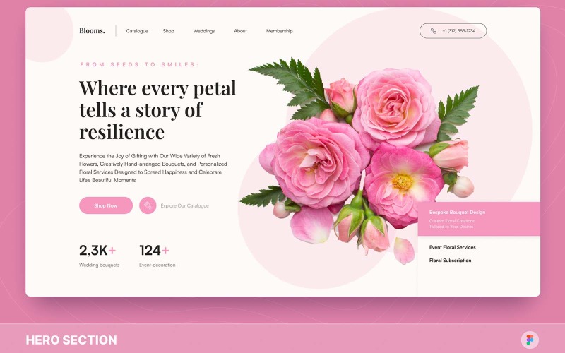 Blooms - Flower Shop Hero Section Figma Template