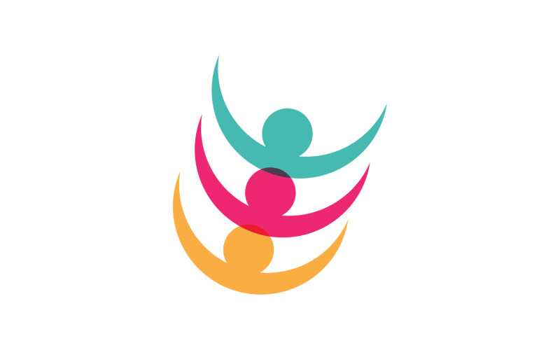 Equipo comunitario grupo cuidado familiar logo vector v8