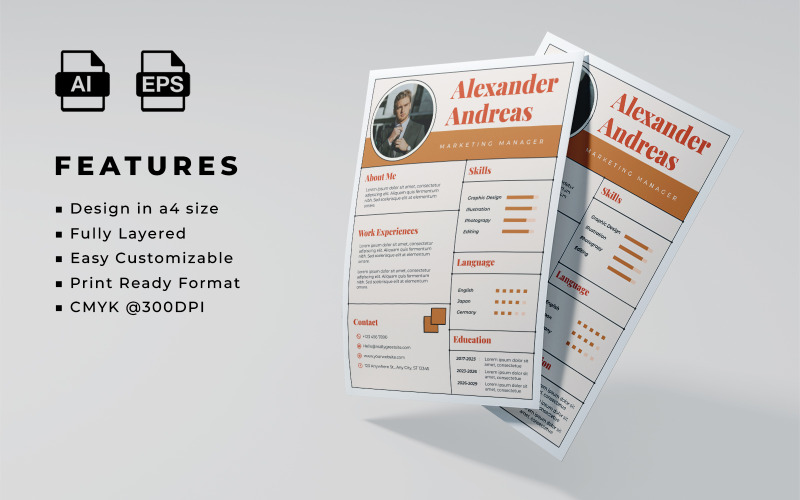 Resume and CV Template Flyer 3 #348380 - TemplateMonster