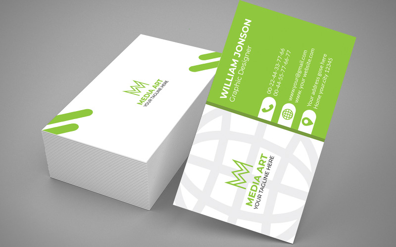 4 Color Custom Business Cards Design - TemplateMonster