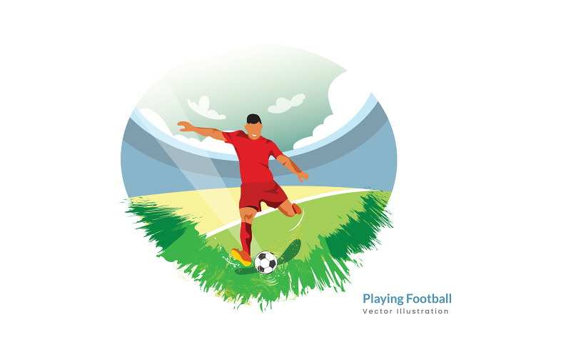 Playing Football Illustration Vector - TemplateMonster