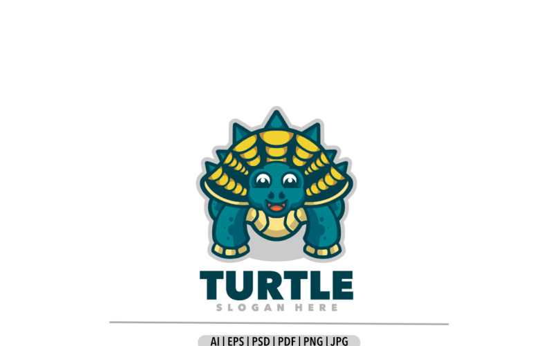 Turtle mascot cartoon design logo template - TemplateMonster