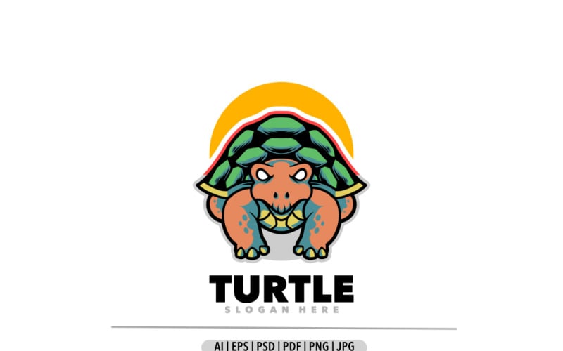 Turtle mascot cartoon logo design template - TemplateMonster