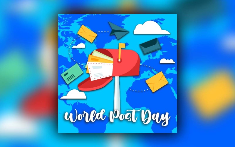 World Post Day Social Media Post Design - TemplateMonster
