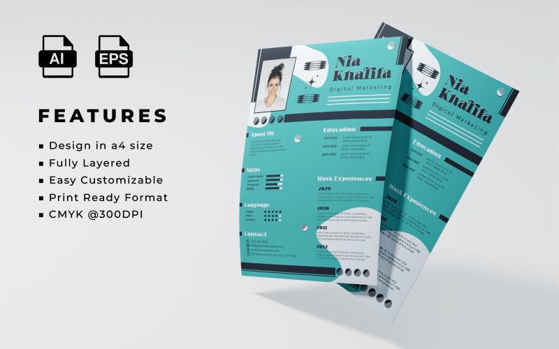 Resume CV Template Flyer Design #349795 - TemplateMonster