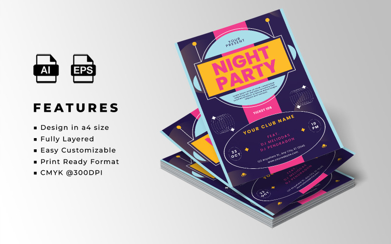 Night Party Template Flyer 1 #349813 - TemplateMonster