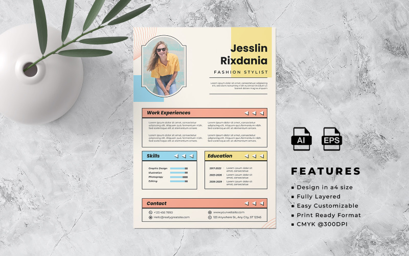 Resume CV Template Flyer Design 4 #349814 - TemplateMonster