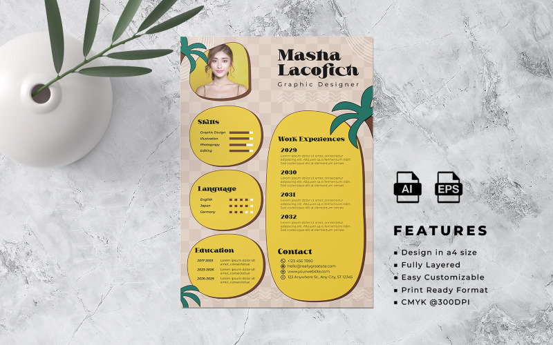 Resume CV Template Flyer Design 5 #349818 - TemplateMonster