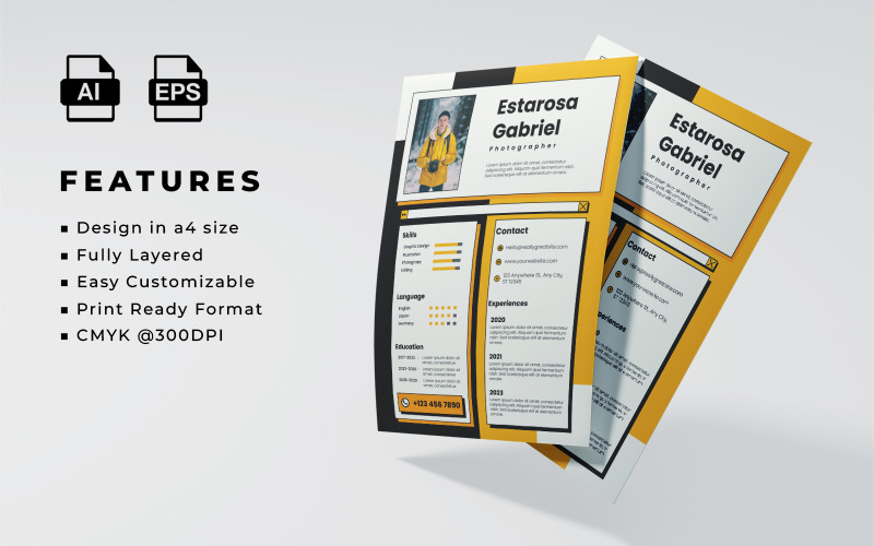 Resume CV Template Flyer Design 6 #349821 - TemplateMonster