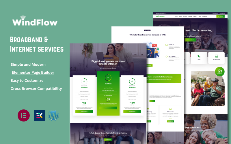 WindFlow - Tema de WordPress para servicios de banda ancha e Internet