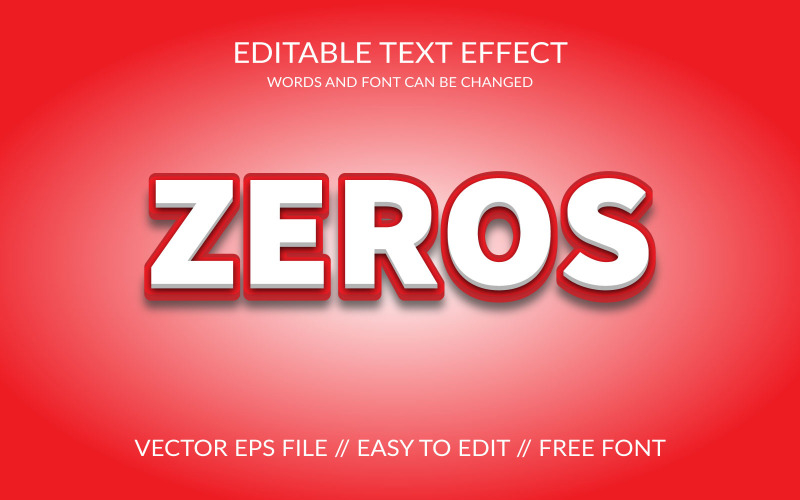 Zeros 3d Editable Vector Eps Text Effect - TemplateMonster