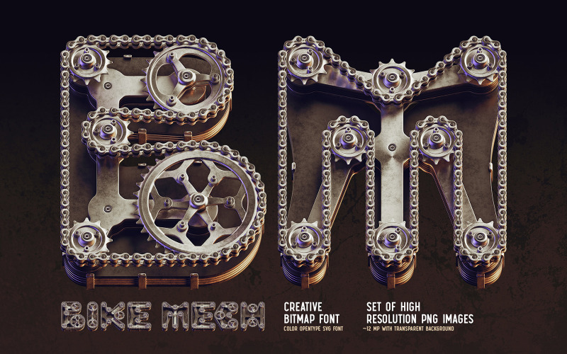 Bike Mech - Color Bitmap Font #349932 - TemplateMonster