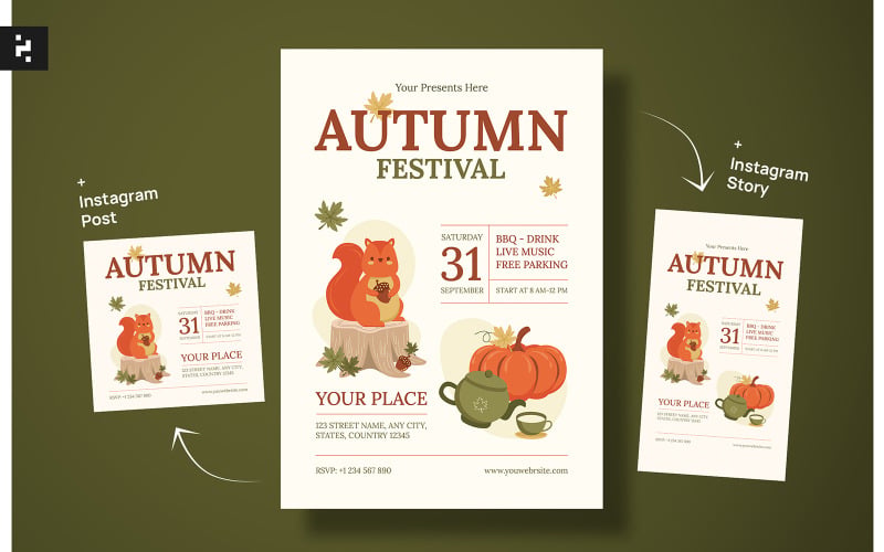 Cute Autumn Festival Flyer #350042 - TemplateMonster