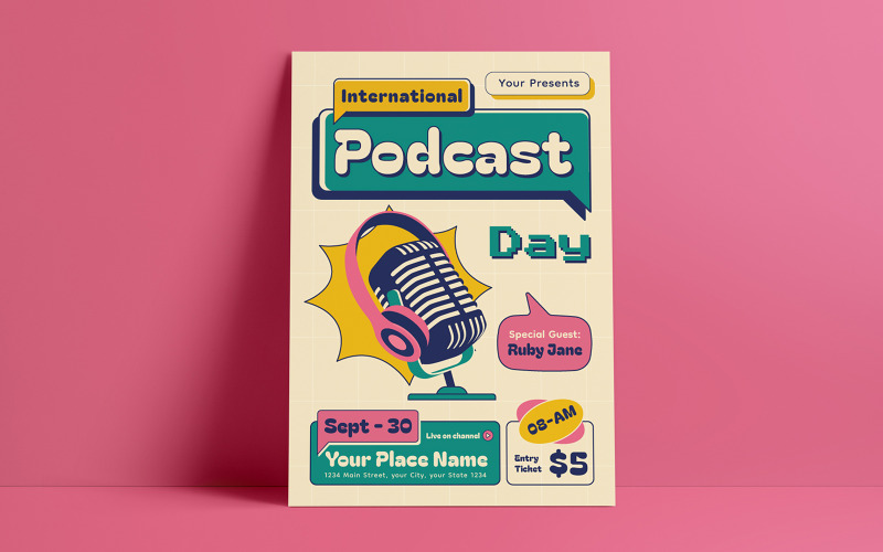 World Podcast Day Flyer Template #350075 - TemplateMonster