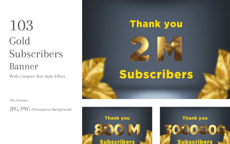 Gold Subscribers Banner Design Set 3 - TemplateMonster