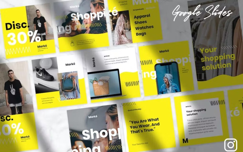 Marke - Instagram Kit Google Slides #350220 - TemplateMonster