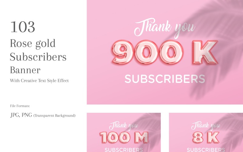 Rose gold Subscribers Banner Design Set 9 - TemplateMonster