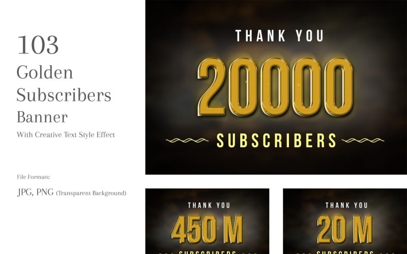 Golden Subscribers Banner Design Set 24 - TemplateMonster