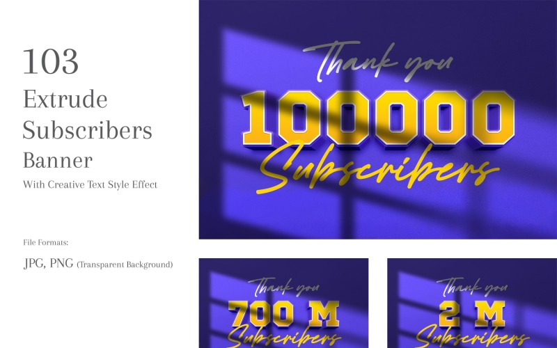 Extrude Subscribers Banners Design Set 102 - TemplateMonster