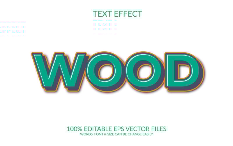 Wood 3D Vector Eps Text Effect Template Design