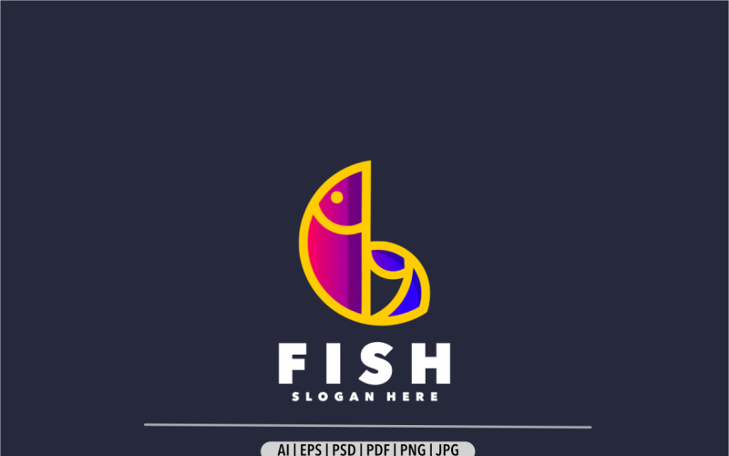 Logo dégradé de poisson simple coloré - TemplateMonster