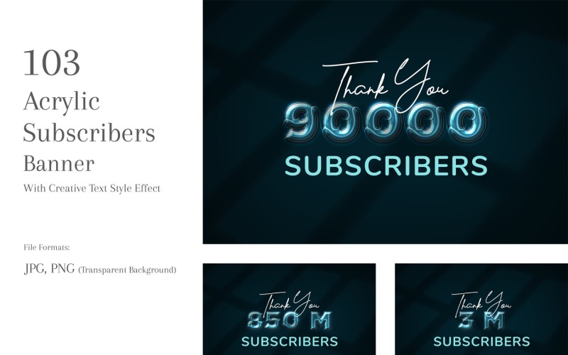 Acrylic Subscribers Banners Design Set 115 - TemplateMonster
