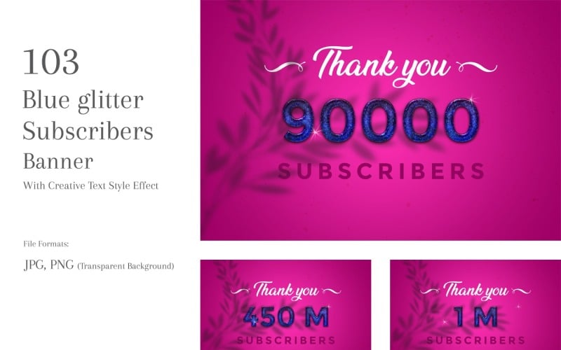 Blue glitter Subscribers Banners Design Set 118