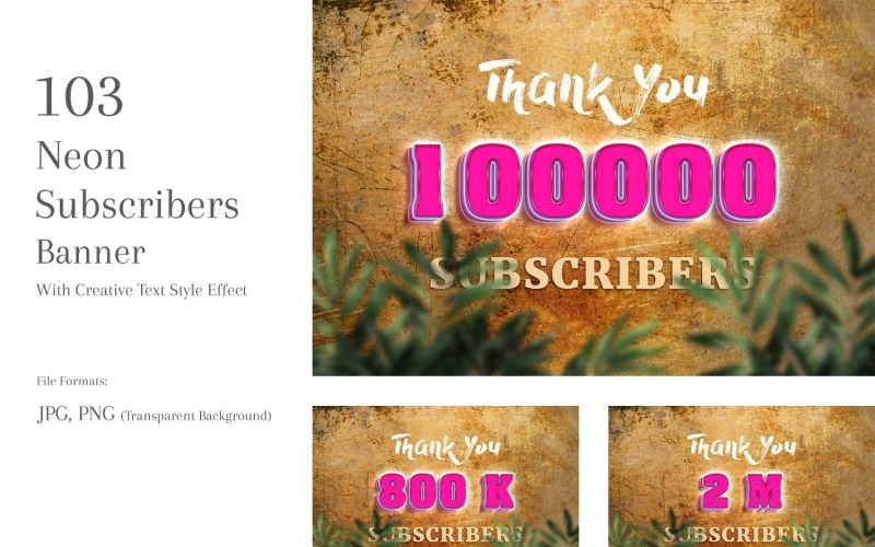 Neon Subscribers Banners Design Set 122 - TemplateMonster