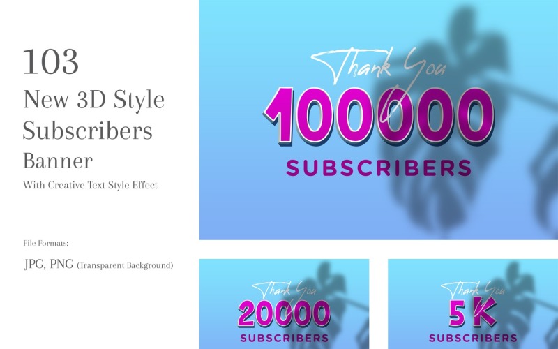 New 3D Style Subscribers Banners Design Set 132