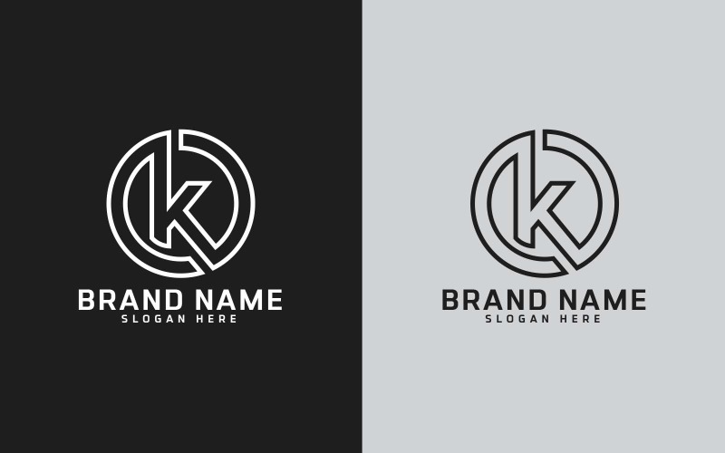 Brand K letter Circle Shape Logo Design - TemplateMonster