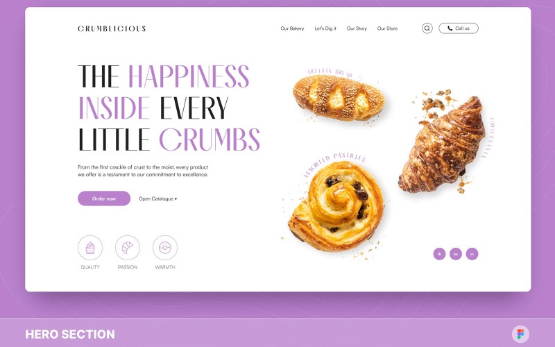 Crumblicious - Bakery Shop Hero Section Figma Template