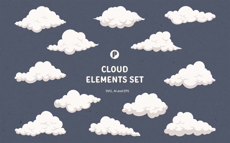 Fluffy Cloud Elements Set #351123 - TemplateMonster