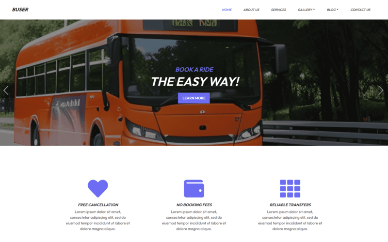 Buser - Plantilla HTML de transporte en autobús