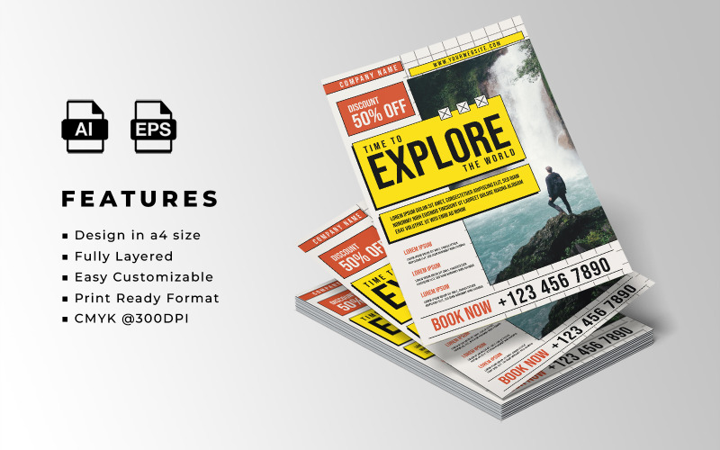 Time Explore The World Flyer Template - TemplateMonster