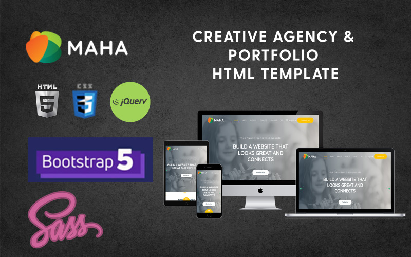 Maha: plantilla HTML5 para agencia creativa y cartera