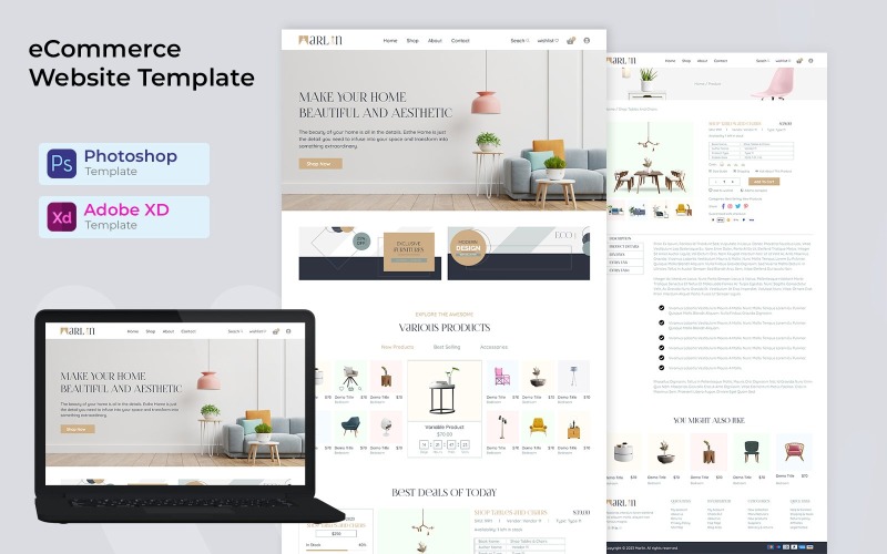 Shopify Ecommerce Website PSD XD Template