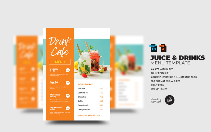Drinks Menu Flyer Template, #351749 - TemplateMonster