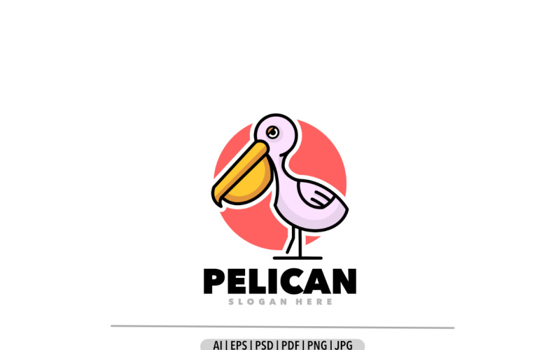Diseño de plantilla de logotipo de mascota simple pelícano